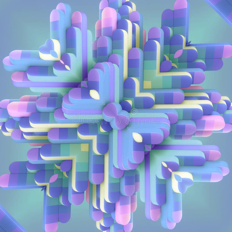 Digital Illustration of a Symmetrical Pattern of a Group of Colorful ...