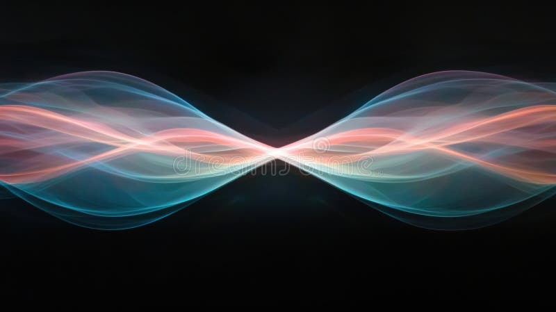A Digital Illustration of a Symmetrical Wave Pattern in Pink, Blue, and ...