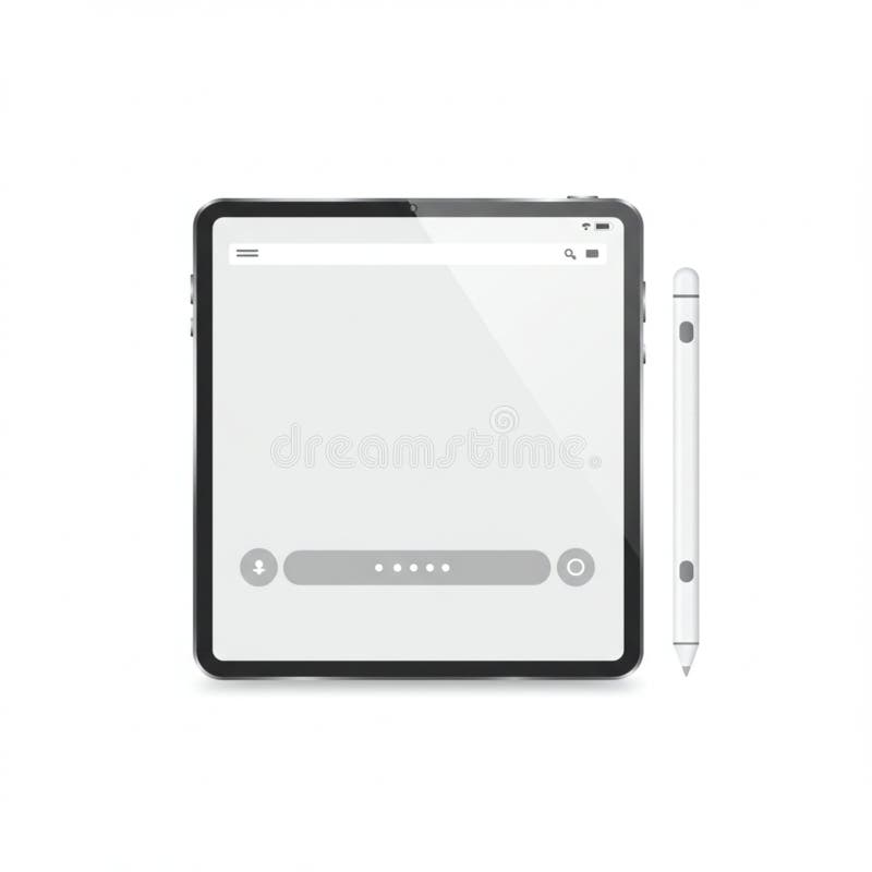 A Digital Illustration of a Tablet and Stylus. the Tablet Has a ...
