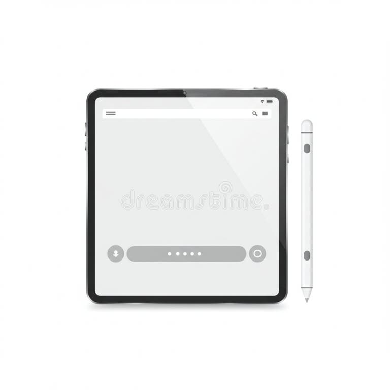 A Digital Illustration of a Tablet and Stylus. the Tablet Has a ...