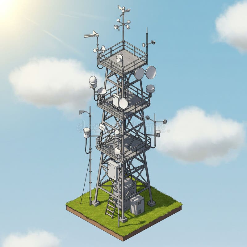 Metal Communications Tower Stock Illustrations – 775 Metal ...