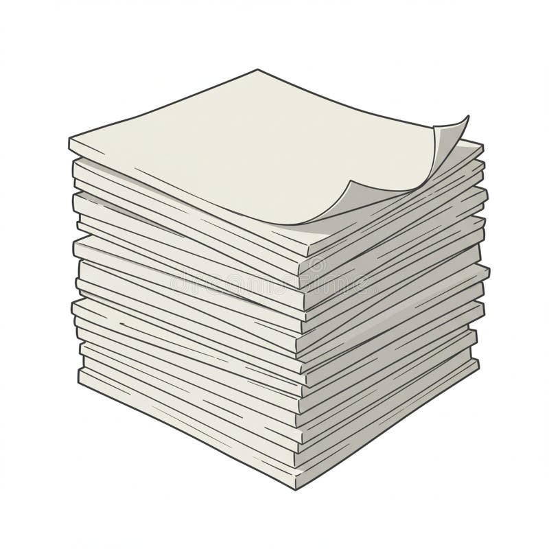 A Digital Illustration of a Tall Stack of Paper Sheets, Neatly Arranged ...