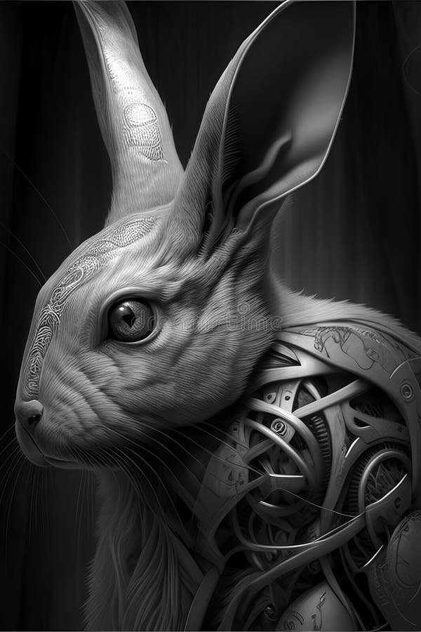 Digital Illustration of a Tattoo Style Hare with a Tattoo Stock ...