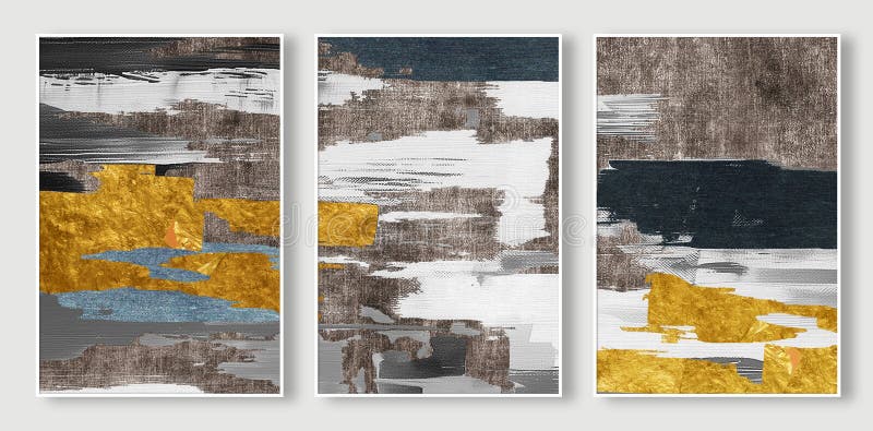 Digital Illustration of Three Frames with Abstract Oil Painting Art for ...
