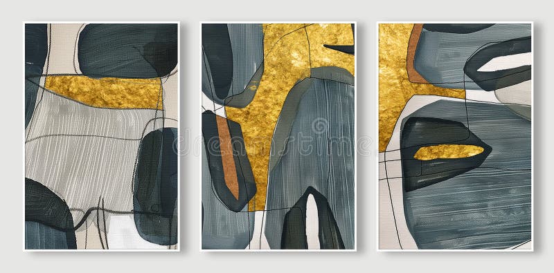 Digital Illustration of Three Frames with Abstract Oil Painting Art for ...