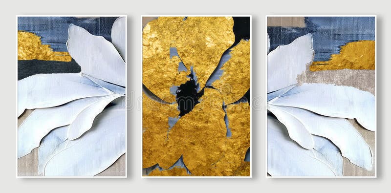 Digital Illustration of Three Frames with Abstract Oil Painting Art for ...