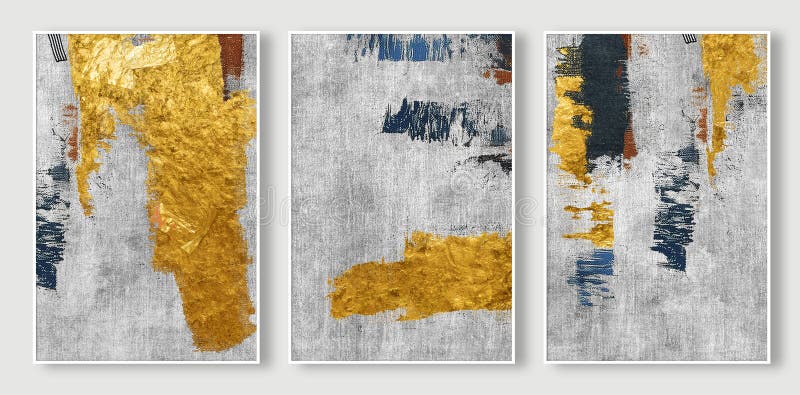 Digital Illustration of Three Frames with Abstract Oil Painting Art for ...
