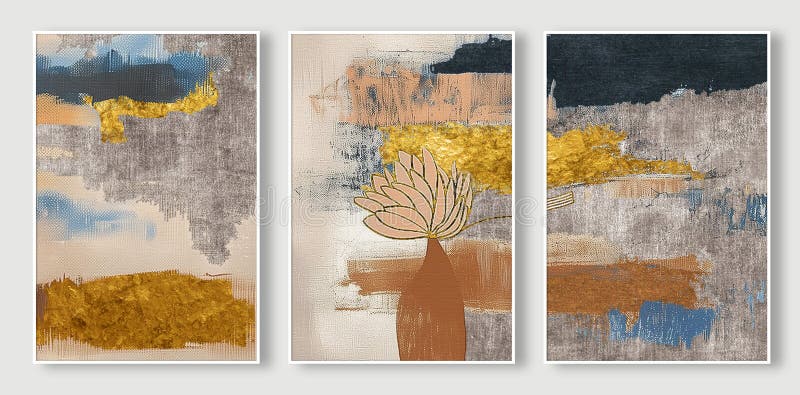 Digital Illustration of Three Frames with Abstract Oil Painting Art for ...
