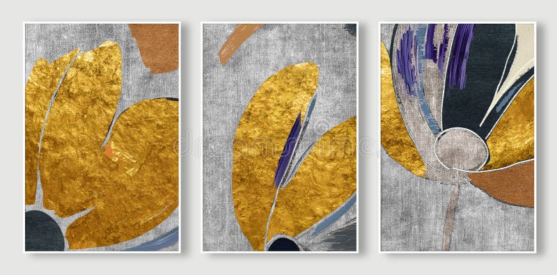 Digital Illustration of Three Frames with Abstract Oil Painting Art for ...