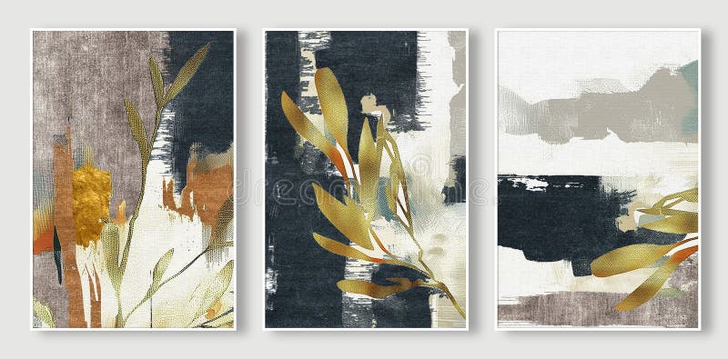 Digital Illustration of Three Frames with Abstract Oil Painting Art for ...