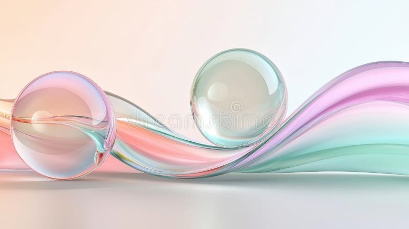 A Digital Illustration of Three Translucent Spheres in Pastel Colors ...