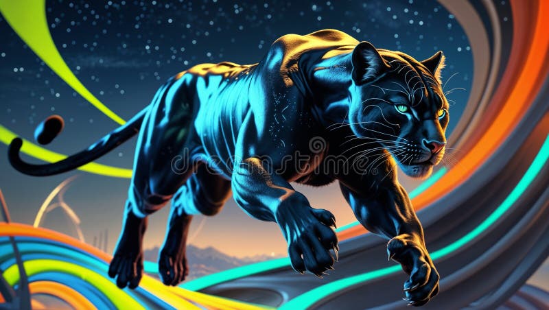 The Digital Illustration of a Tiger in a Colored Background with ...