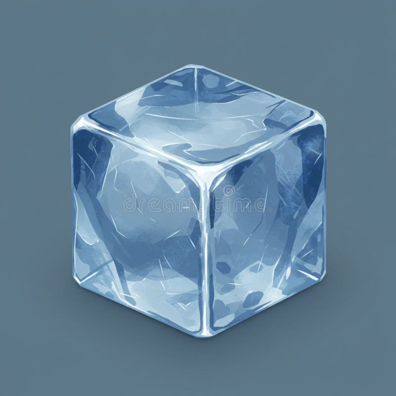 A Digital Illustration of a Translucent Ice Cube, Showcasing Its Smooth ...