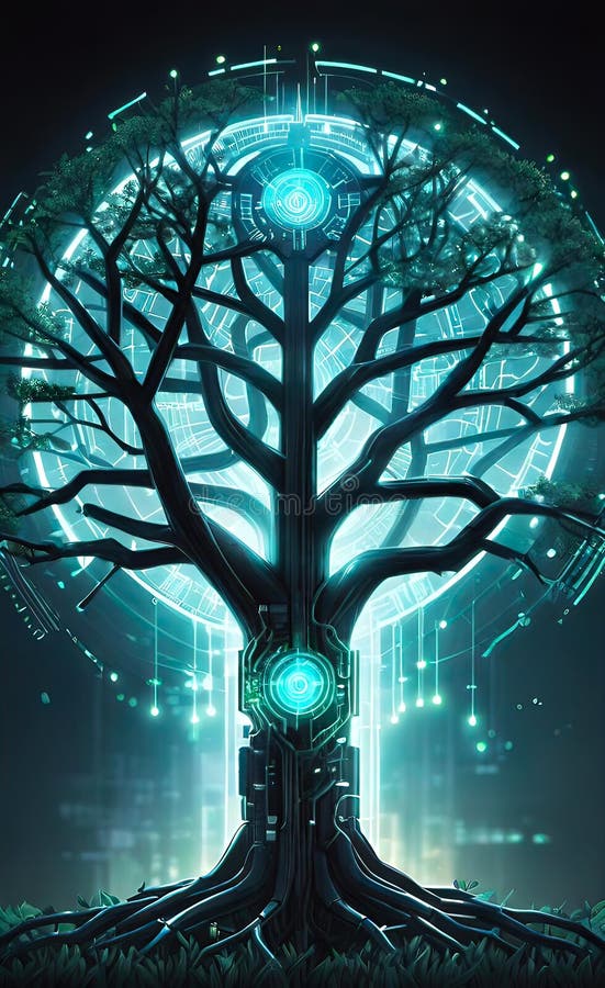 Illustration of a Tree with Branches Seamlessly Integrated into a ...