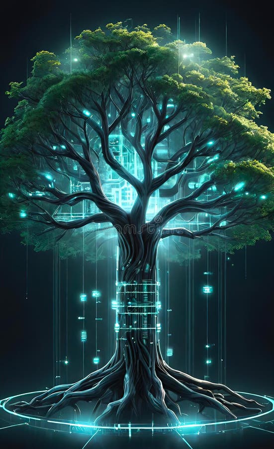 Illustration of a Tree with Branches Seamlessly Integrated into a ...