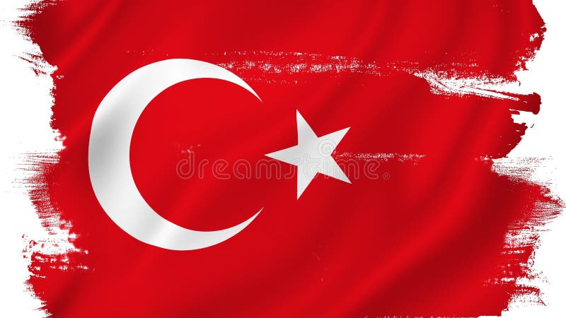 Digital Illustration of a Turkish Flag Painted on a White Wall Stock ...
