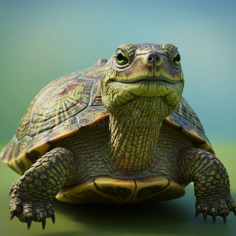 A Digital Illustration of a Turtle Showcases a Realistic Appearance ...