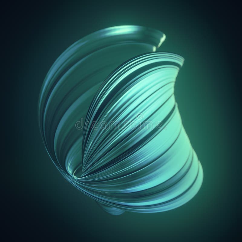 Digital Illustration of a Twisted Light Green Abstract Shape. Pattern ...