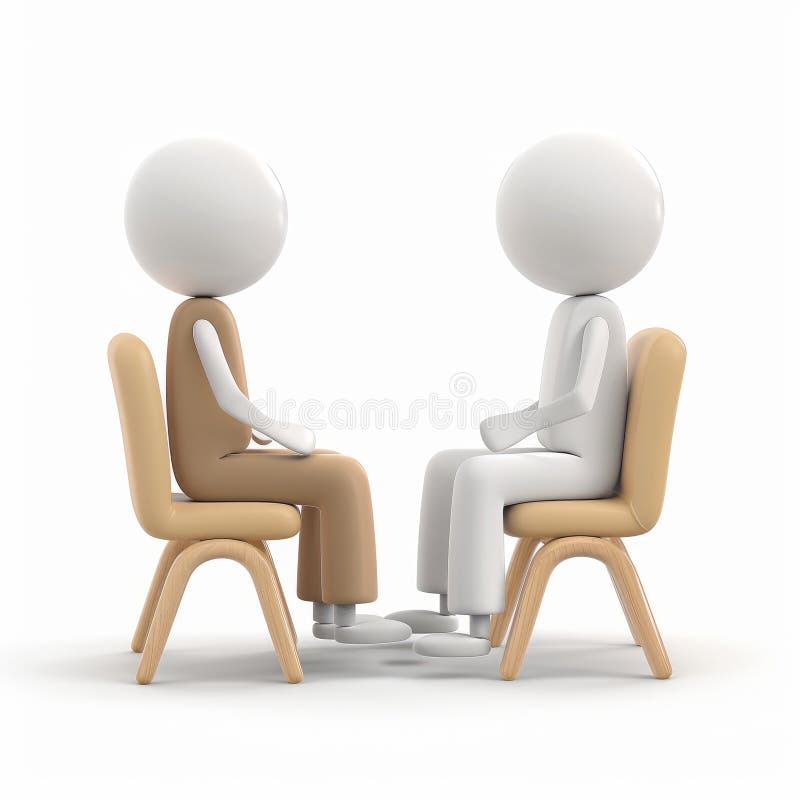 Two 3D Figures Having a Conversation, Sitting on Chairs Stock ...
