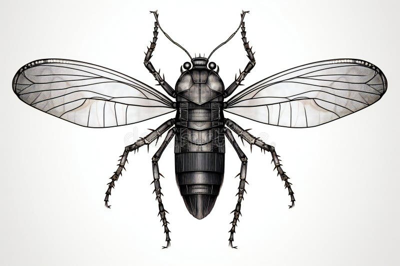 Digital Illustration of a Wasp in Black and White Stock Illustration ... Digital Illustration of a Wasp in Black and White Stock Illustration ...