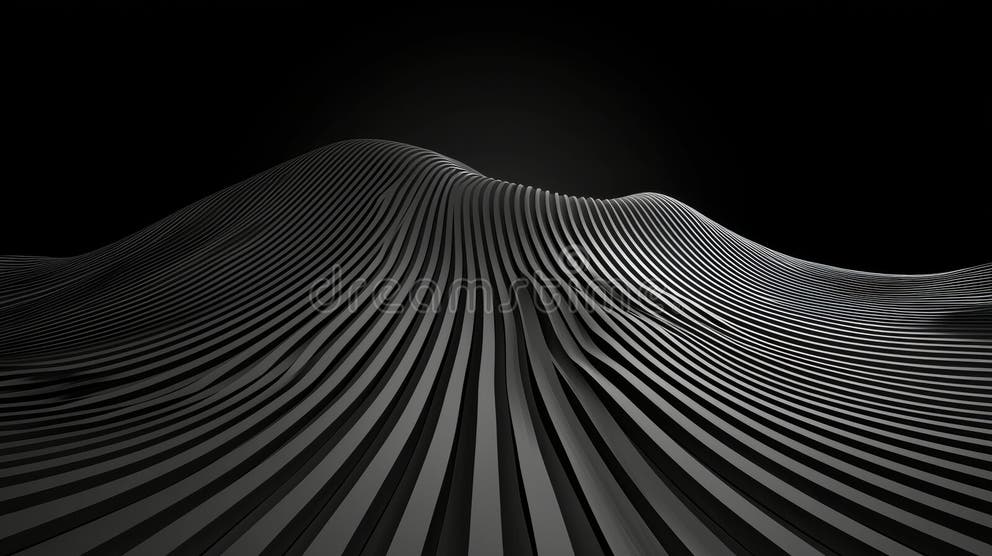 A Digital Illustration of a Wave-like Pattern in Black and White. Stock ...