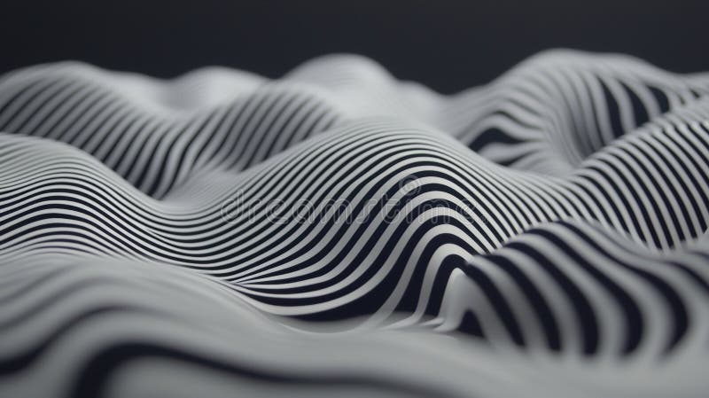 A Digital Illustration of a Wave-like Pattern Composed of Black and ...