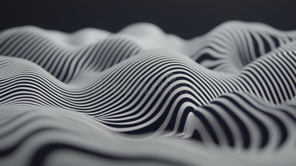 A Digital Illustration of a Wave-like Pattern Composed of Black and ...