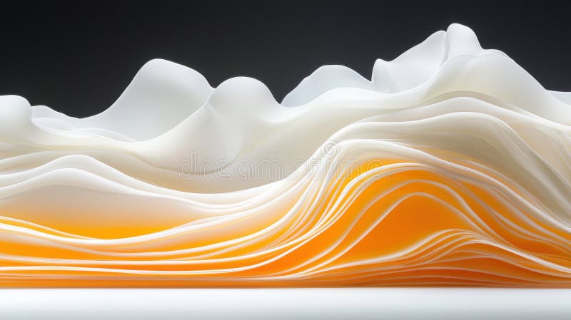 A Digital Illustration of a Wave-like Pattern in Orange and White ...