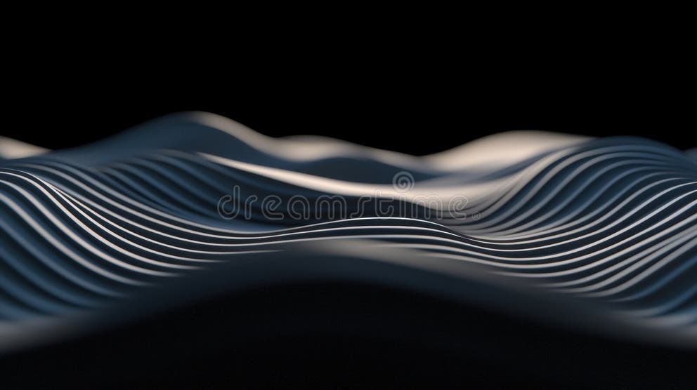 A Digital Illustration of a Wave-like Pattern in Shades of Blue and ...