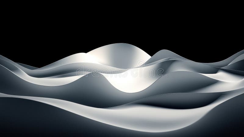 A Digital Illustration of a Wave-like Pattern in Shades of Gray and ...
