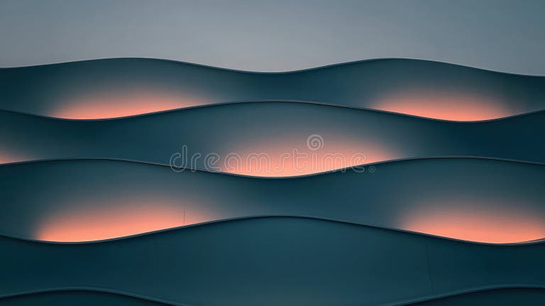 A Digital Illustration of a Wave-like Pattern with Warm Orange Light ...