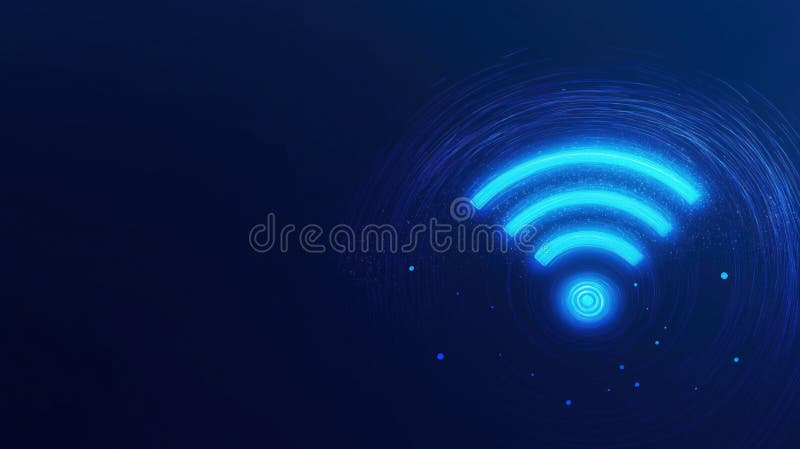 Digital Illustration of Wifi Symbol. Techy Design on Deep Blue ...