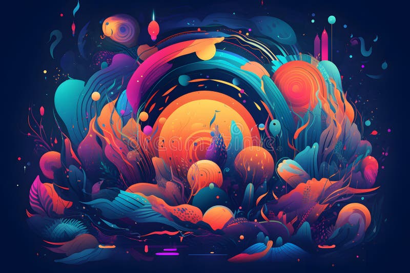 Digital Image of Abstract Landscape with Sun in the Middle of it ...