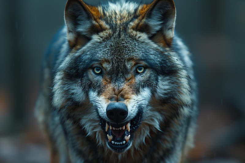 Digital Image of Angry and Powerful Black Wolf with Sharp Teeth Stock ...