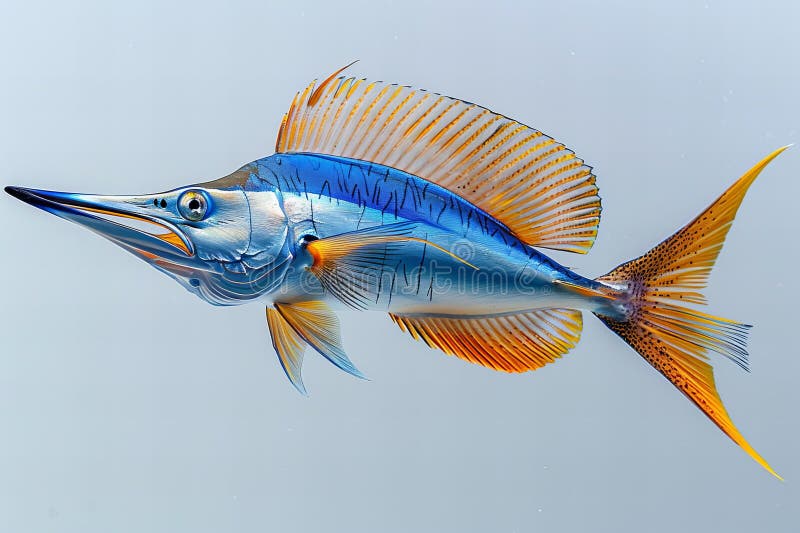 Digital Image of Beautiful Blue Marlin Fish, Side View in the Air with ...