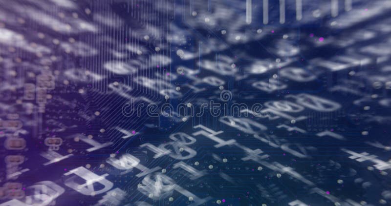 Digital Image Of Binary Coding Data Processing Against Microprocessor Connections In Background