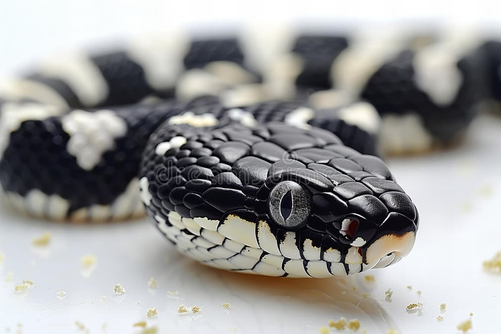 Digital Image of Black and White Snake on a White Background, High ...