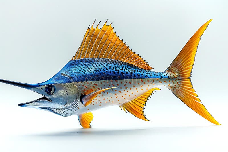 Digital Image of Blue Marlin Fish Isolated on White Background, Hyper ...