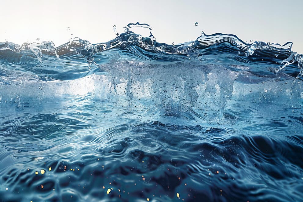Digital Image of Blue Water Surface with Underwater View on White ...