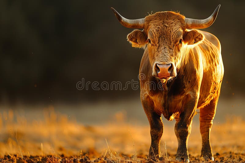 Digital Image of Bull Standing in a Dark Room, High Quality, High ...
