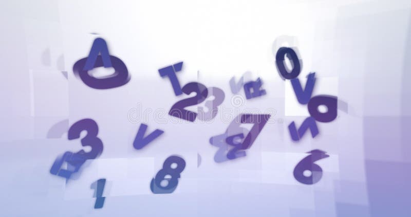 Digital Image of Changing Numbers and Alphabets Moving Against Square ...