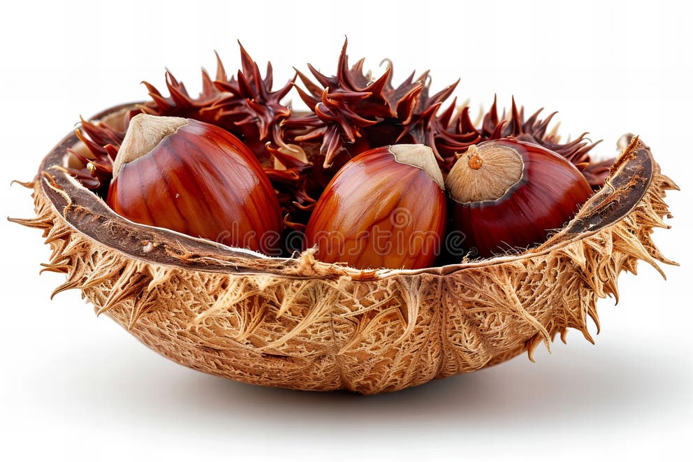 Digital Image of Chestnut in Its Shell, White Background, High ...