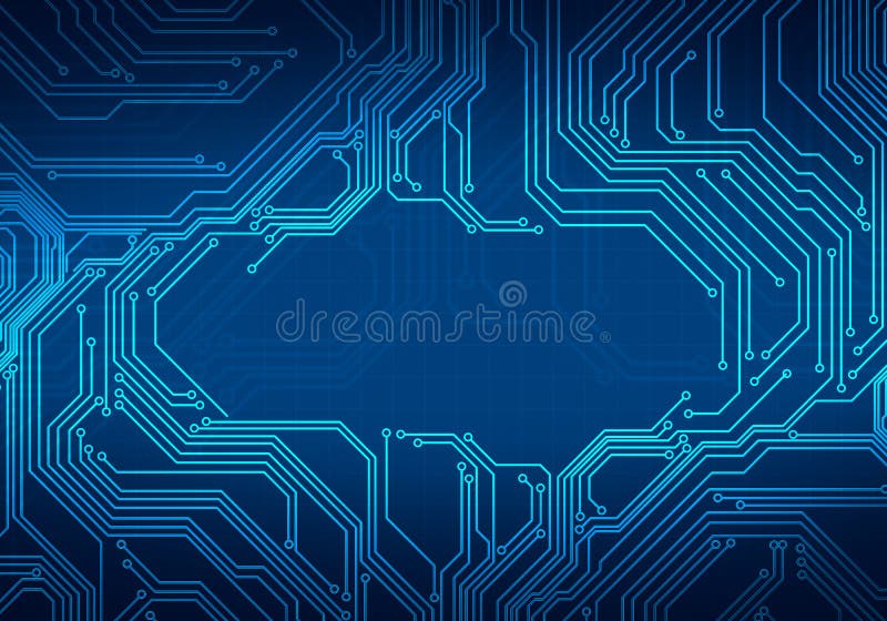 Digital Image Circuit Microchip on Dark Blue Background Stock ...