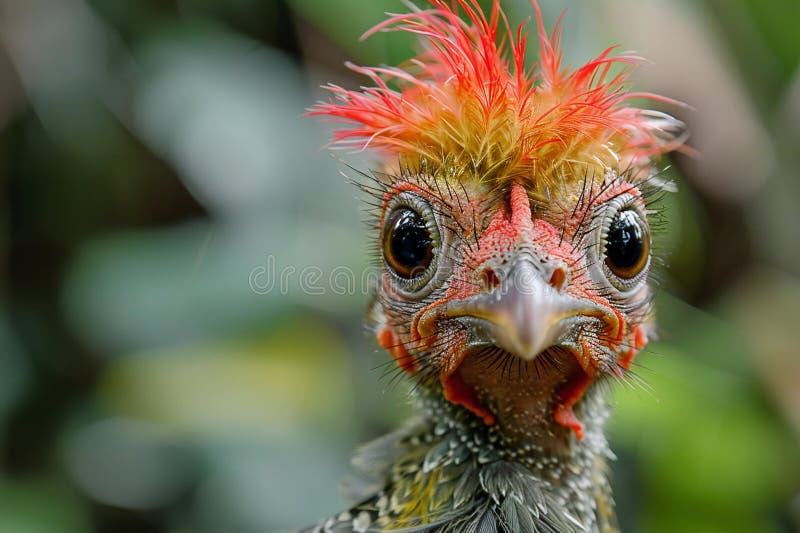 Digital Image of Close Up of a Bird with Red Hair, High Quality, High ...