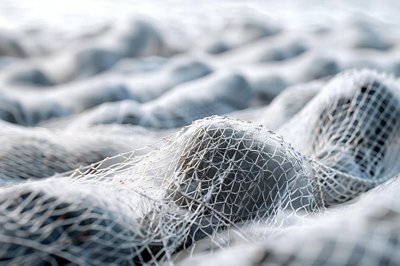 Digital Image of Close Up of Fishing Nets on a White Background, with a ...