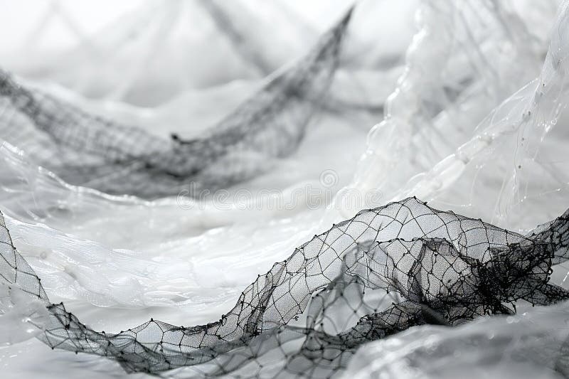Digital Image of Close Up of Fishing Nets on a White Background, with a ...