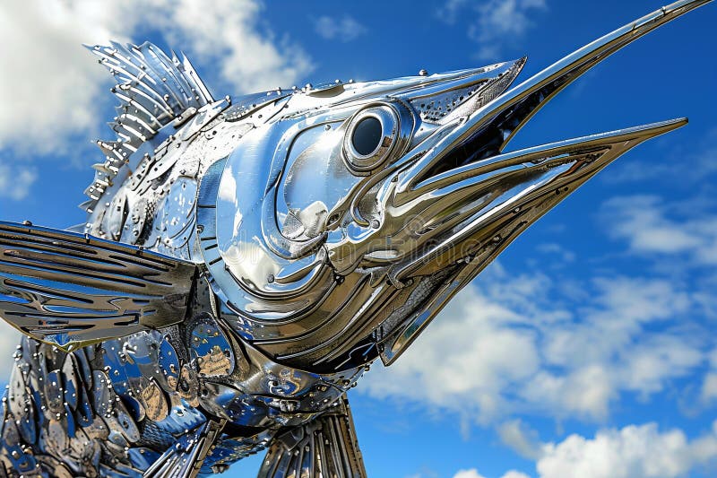 Digital Image of Close Up of the Silver Marlin Fish Against a Blue Sky ...