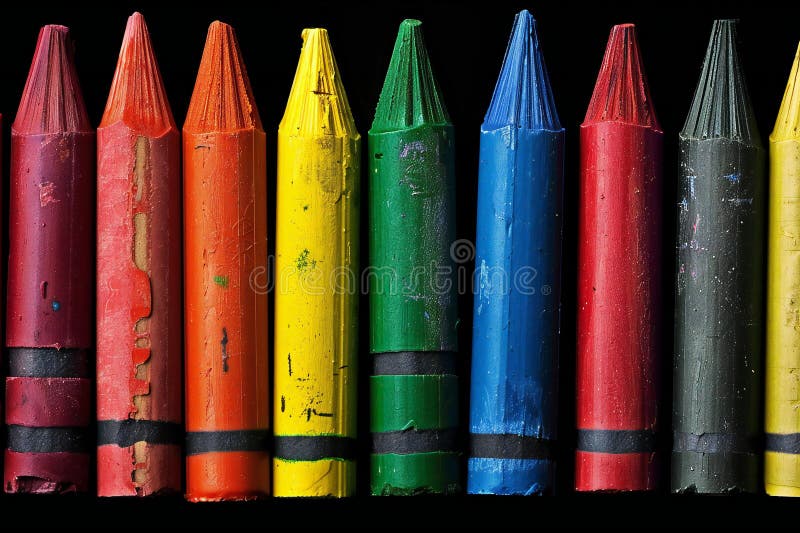 Digital Image of Colorful Crayons Arranged in a Rainbow Pattern ...
