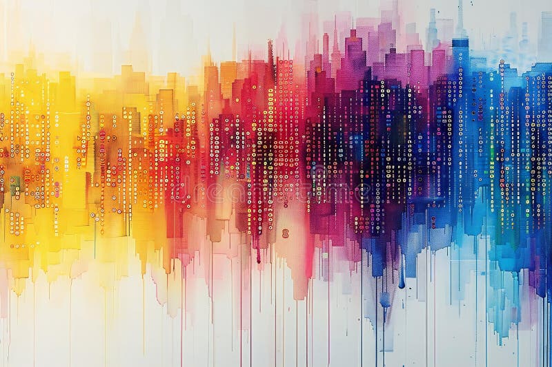 Digital Image of Colorful Numbers in the Form of Binary Code are Arranged To Create an Abstract ...