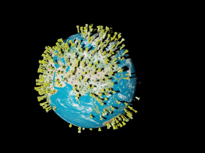 Digital Image Corona Virus on Planet Earth by Continents Stock ...